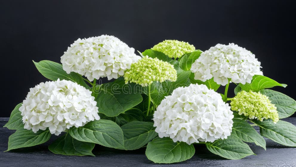 Decorative Arrangement of White Hydrangea Flower Spheres Stock Photo ...