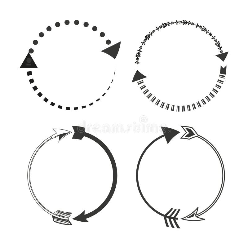 Decorative Arrow Circle Set. Diverse Style Vector Frames. Directional ...