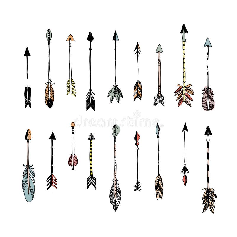 Decorative Hand Drawn Arrows Stock Vector - Illustration of american ...