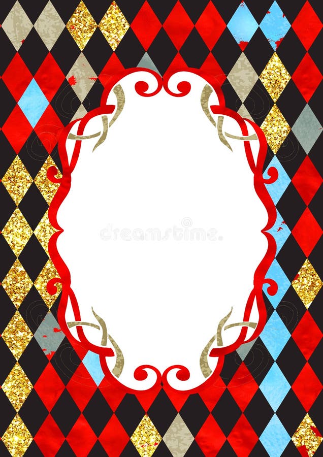 Decorative Art Nuovo Blank Frame on Alice in Wonderland Style Diamond ...