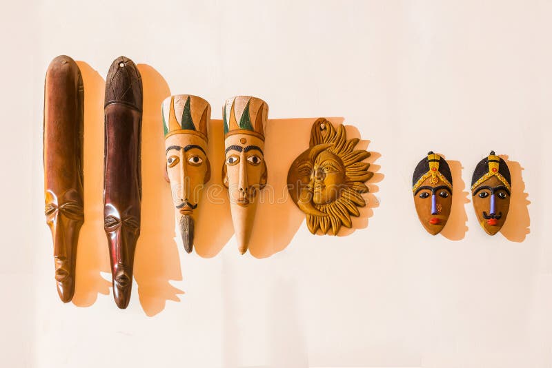 Decorative Artefacts Shadow Play on Home Wall Stock Image - Image of ...