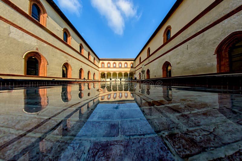 Decorative Artificial Pool in the Courtyard of the Ancient Castle ...