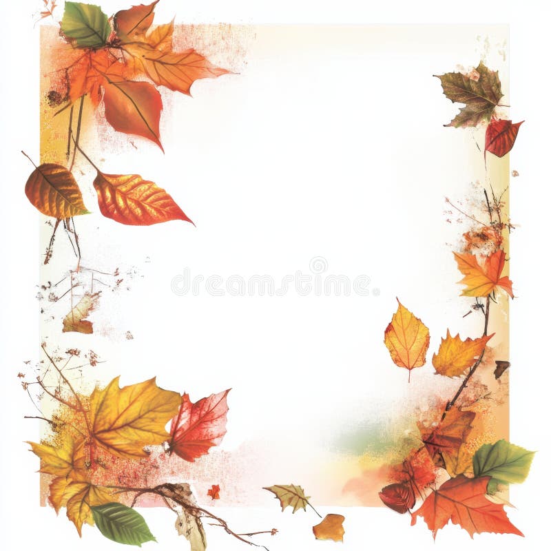 Decorative Autumn Leaves Border with Ample Space for Text or Design Ideas for Creative Projects ...