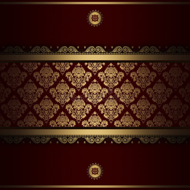 Red and Gold Decorative Background with Patterns. Stock Illustration ...