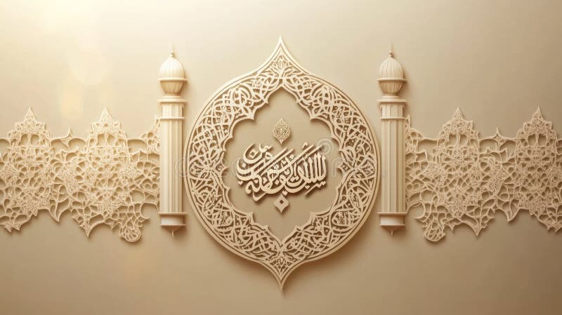 Islamic Calligraphy and Architecture Stock Illustration - Illustration ...