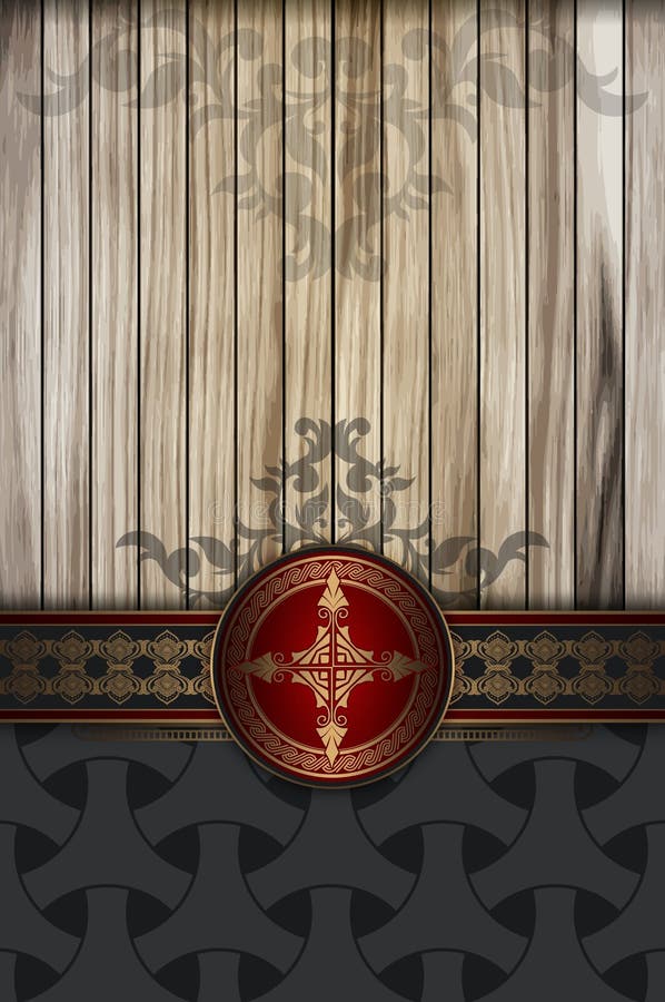 Decorative Background with Wooden Planks and Vintage Patterns. Stock ...