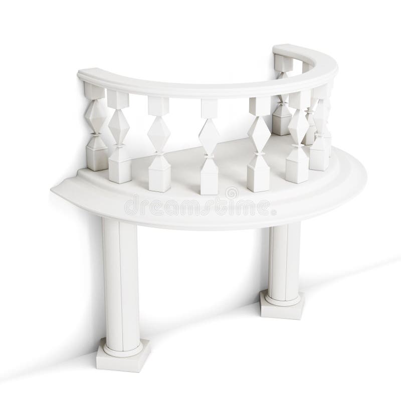 Balcony with a Decorative Railing Isolated on White Background Stock ...