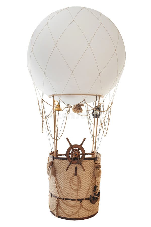 Decorative Balloon on a White Background with a Basket, Ropes and a ...