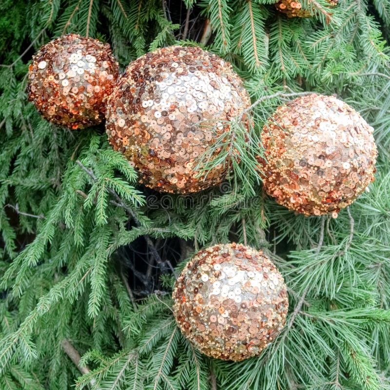 Decorative Balls on the Christmas Tree Stock Image - Image of happy ...
