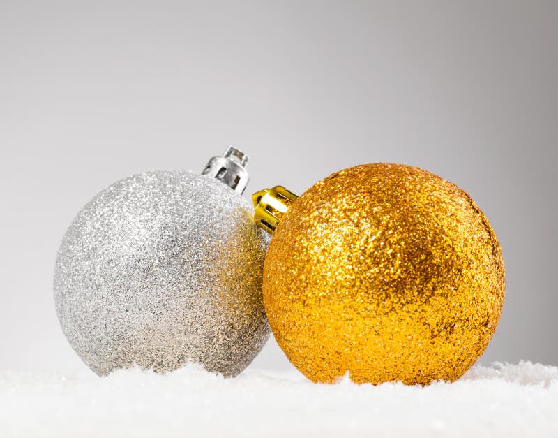 Decorative balls on snow stock image. Image of closeup - 27904693