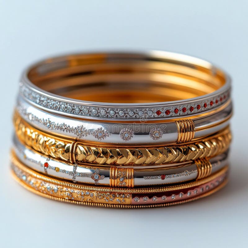 Beautiful Collection of Decorative Metal Bangles with Intricate Designs ...