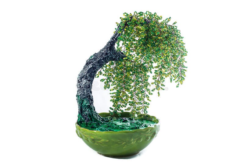 Beaded Tree Isolated on White Stock Photo - Image of hobbies, shiny ...
