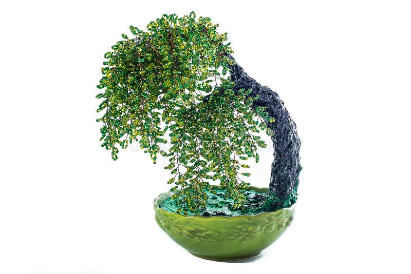 Beaded Tree Isolated on White Stock Photo - Image of hobbies, shiny ...