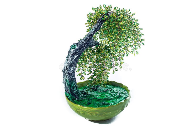 Beaded Tree Isolated on White Stock Photo - Image of hobbies, shiny ...