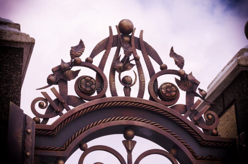 Decorative, Beautiful Metal Wrought Iron Gates Stock Image - Image of ...