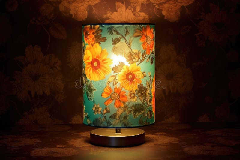 Decorative Bedside Lamp with Floral Patterns Stock Illustration ...