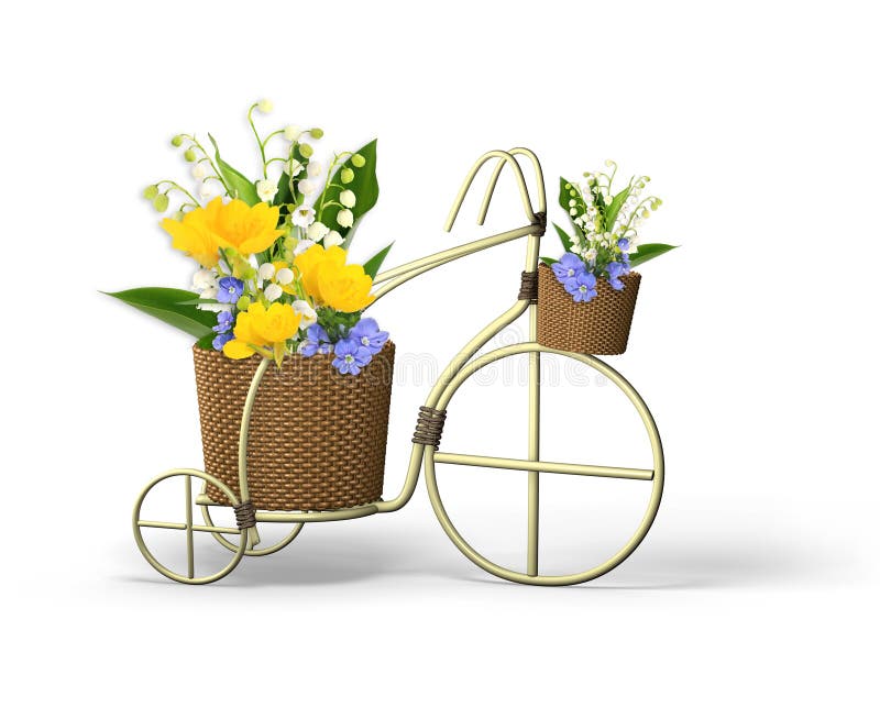 Decorative Bicycle with Spring Flowers Stock Illustration ...