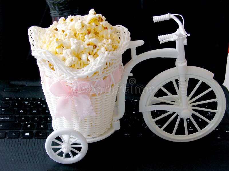 Decorative Bike Carries Popcorn in a Cart Stock Photo - Image of pedal ...