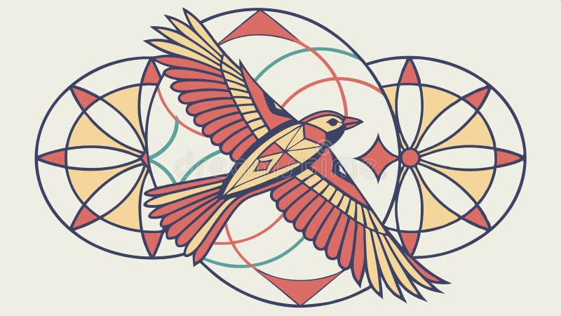 Decorative Bird Pattern within a Circular Geometric Design Vector ...