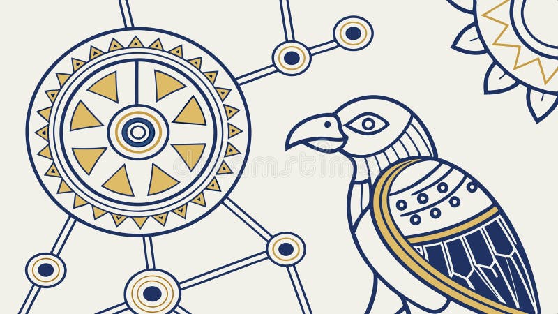 Decorative Bird with Sun Rays, Eagle or Hawk Design Element Vector ...