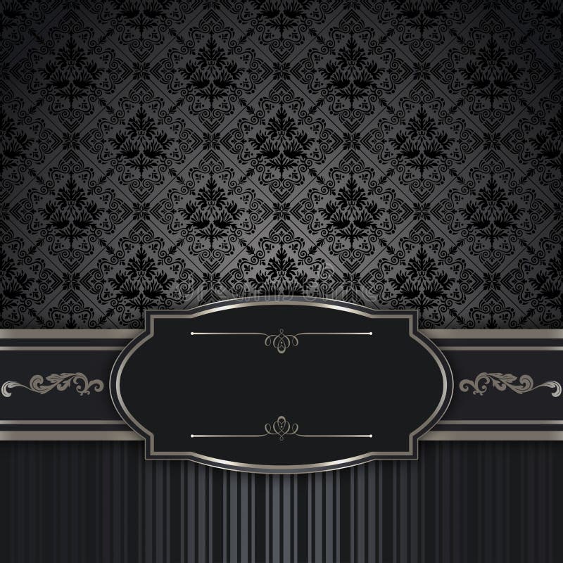 Decorative Black Background with Vintage Patterns and Frame. Stock ...