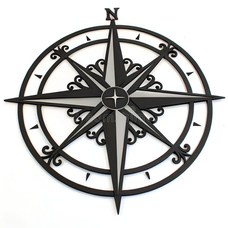 Decorative Black Compass Rose â€ Navigation and Adventure Symbol Stock ...