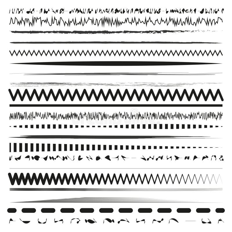 Decorative Black Lines. Various Abstract Patterns. Vector Illustration ...