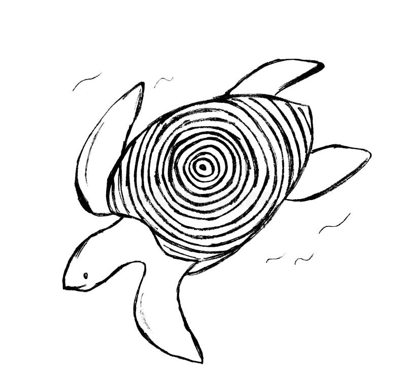Decorative Black Sea Turtle on a White Background Stock Illustration ... Decorative Black Sea Turtle on a White Background Stock Illustration ...