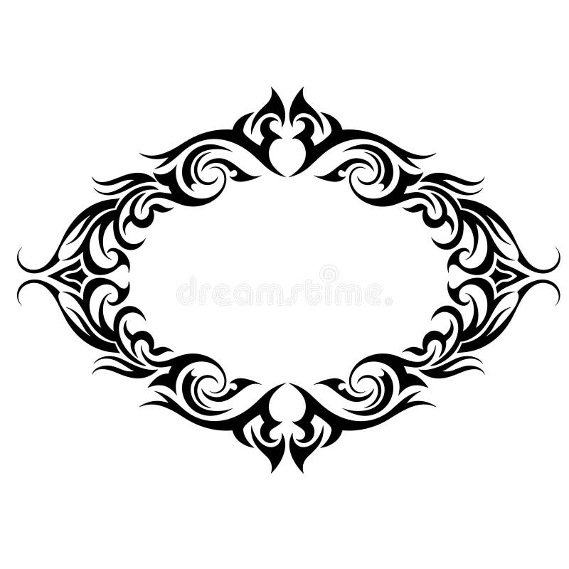 Decorative Black Tribal Frame Design on a White Background Stock ...