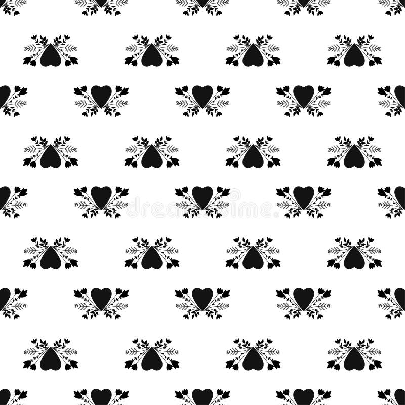 Decorative Black and White Romantic Style Print. Seamless Pattern ...