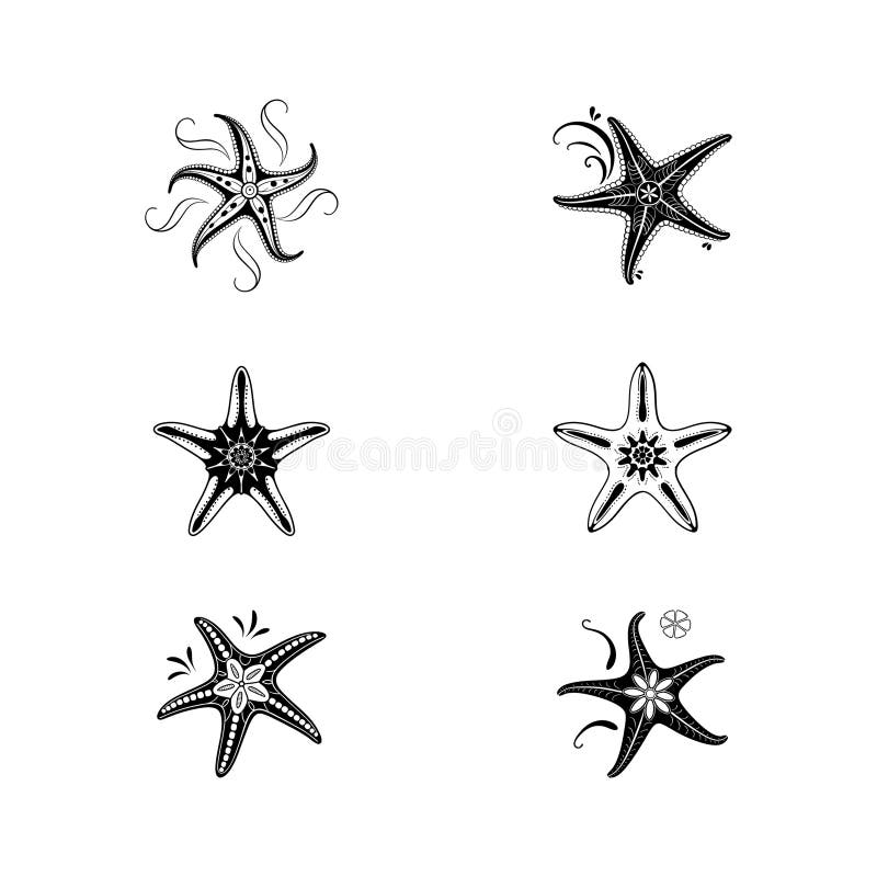 Decorative Black and White Starfish Designs Stock Vector - Illustration ...
