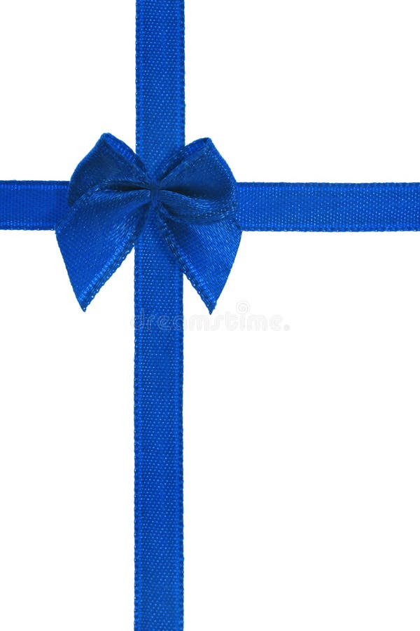Blue Ribbon with a Bow As a Gift on a White Stock Photo - Image of path ...