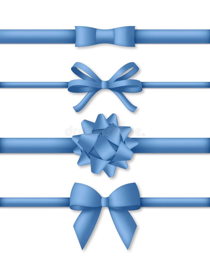 Decorative Blue Bow with Ribbons. Gift Box Wrapping and Holiday ...