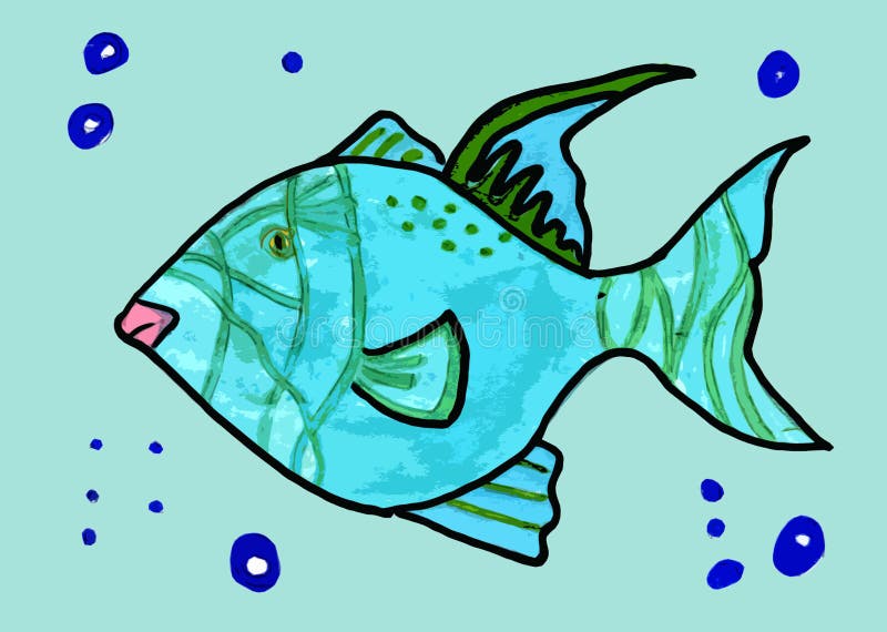 Decorative Fish of Blue Color with Green Stripes Stock Photo - Image of ...