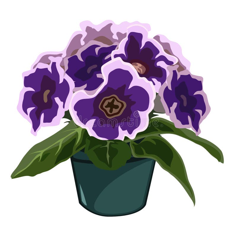 Decorative Blue Flowers in Pot, Vector Isolated Stock Vector ...