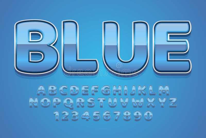 Decorative Blue Font and Alphabet Vector Stock Vector - Illustration of ...