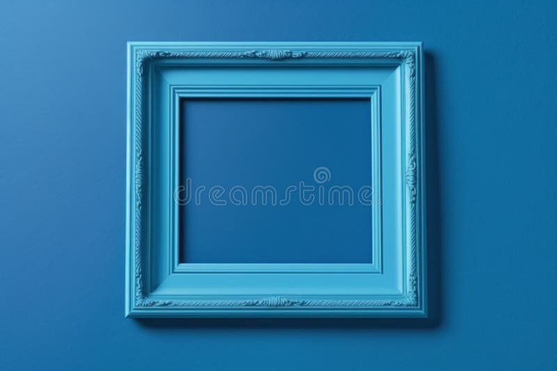 Decorative Blue Frame on Blue Background, Graphic Mock Up for Art ...