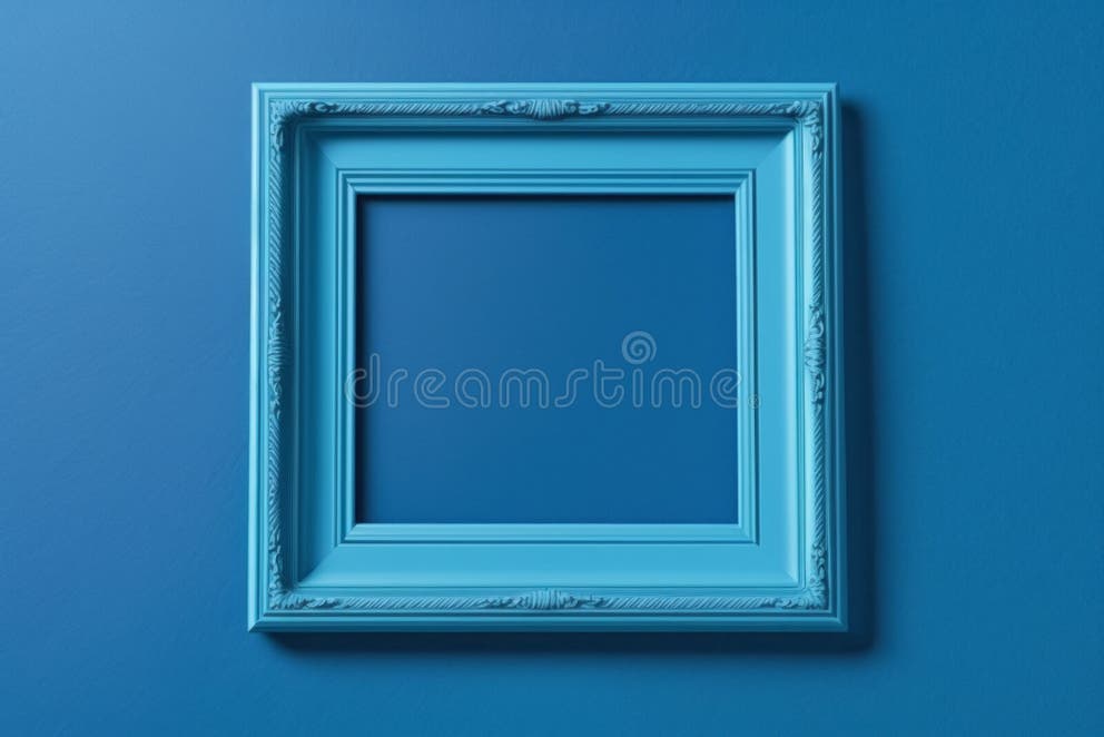 Decorative Blue Frame on Blue Background, Graphic Mock Up for Art ...