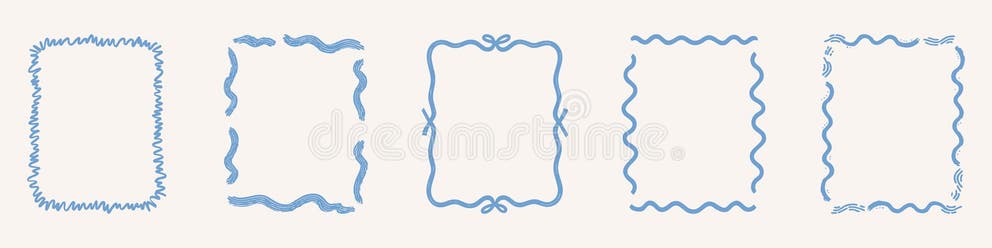 Decorative Blue Frame Designs Set. Elegant Border Collection Stock ...