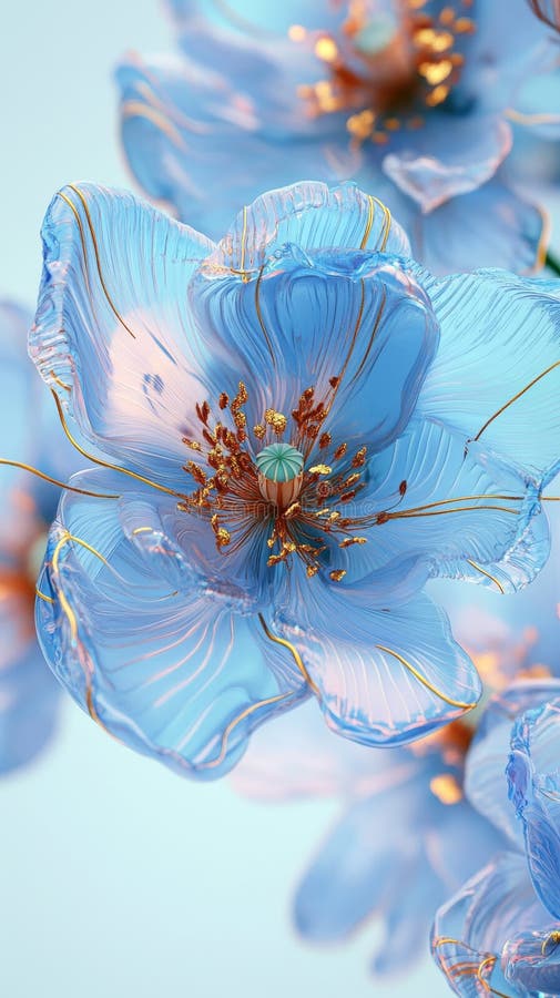 Decorative Blue Silk Flowers are Shown in a Close-up Shot Against a ...