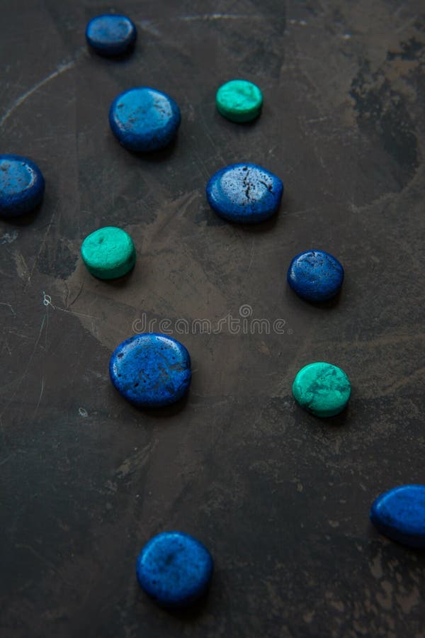 Decorative Blue Stones on a Dark Background Stock Image - Image of ...