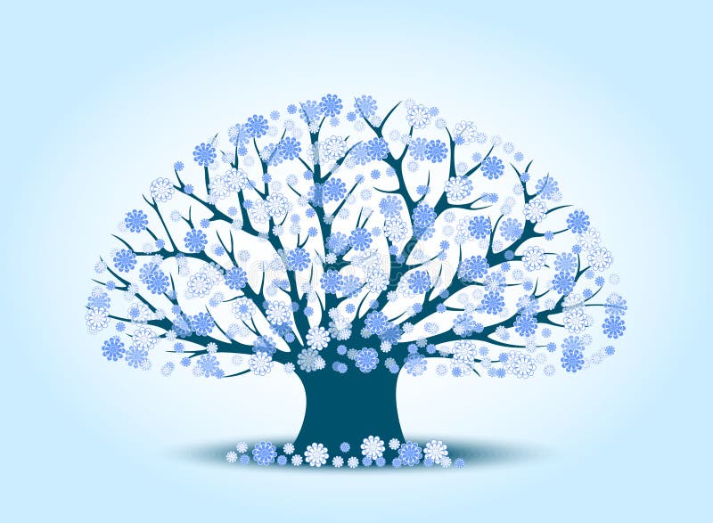 Decorative Blue Tree Silhouette Stock Vector - Illustration of black ...