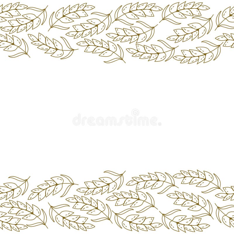 Decorative Border of Brown Outline Spikelets, Frame in the Form of Two ...