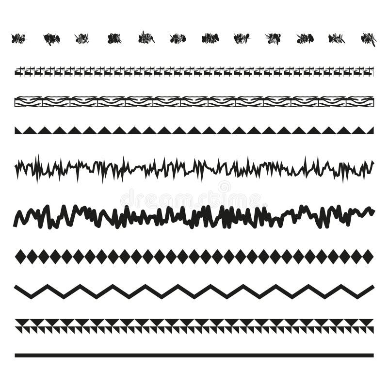 Decorative Border Collection. Black Line Art. Various Styles. Vector ...