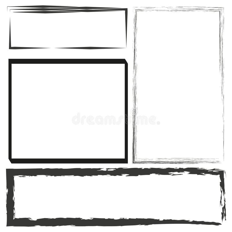 Decorative Border Collection. Rectangular Frames Variety. Hand-drawn ...