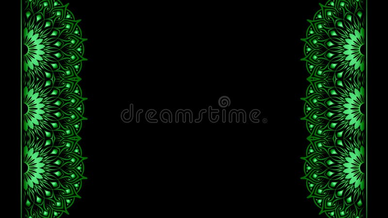 Green Mandala Border on Black Background Stock Footage - Video of shape ...
