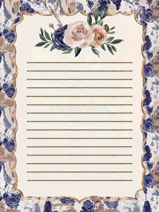 A Decorative Border Featuring Intricate Floral Designs Frames a Lined ...