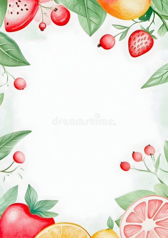 A Decorative Border Featuring Various Fruits and Leaves, Ideal for ...