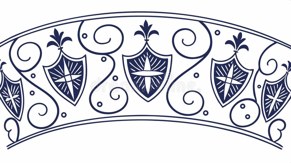 Decorative Border or Gate Segment with Shields and Patterns Design ...