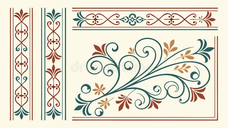 Decorative Border Pattern with Repeating Floral and Geometric Motifs ...